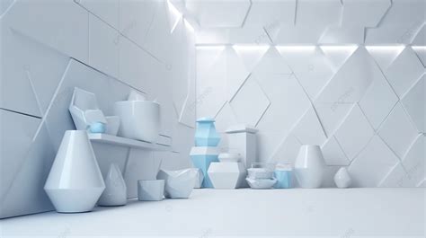 흰색 스튜디오 3d 렌더링에서 기하학적 모양과 파란색 Led 조명 제품 디스플레이 최소한의 장면 3d 장면 핑크 3d 배경