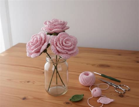 Easy Crochet Rose Pattern Realistic Flower Guide Pdf Download Etsy