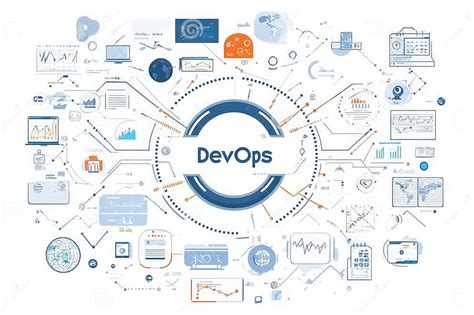 Devops Concept With Infinity Loop Symbol Showcasing Various Data And Analytics Elements Stock