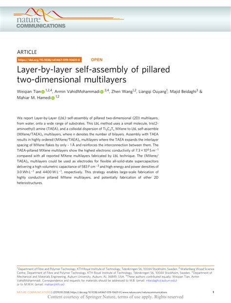 Pdf Layer By Layer Self Assembly Of Pillared Two Dimensional Multilayers
