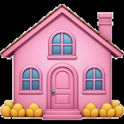 Pretty Pink Cartoon House A Little More Realistic Like An Emoji Style
