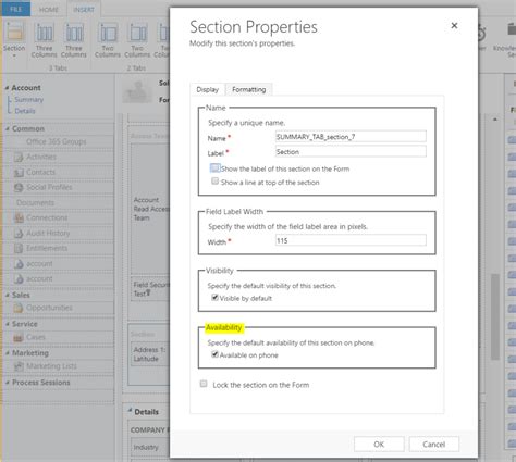Displaying Dynamics 365 Forms Sections Fields On Mobile Devices