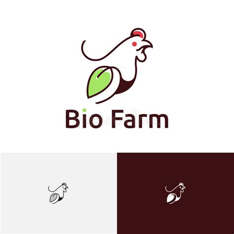 Leaf Bio Organic Chicken Poultry Animal Farm Logo Stock Vector