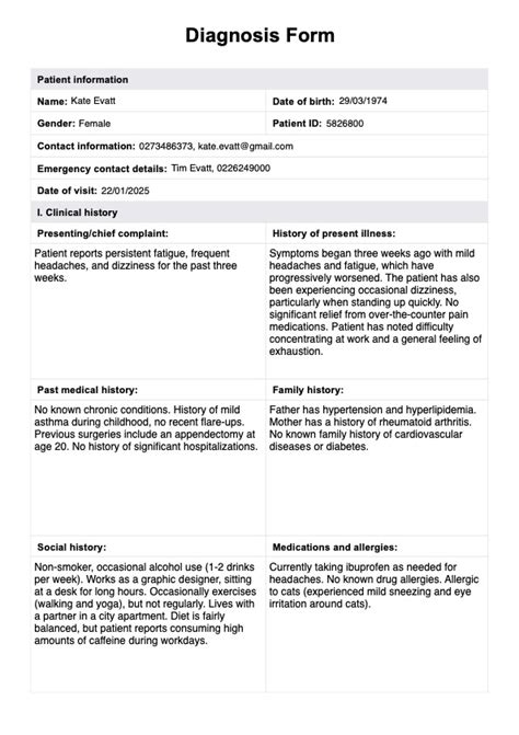 Diagnosis Template And Example Free Pdf Download