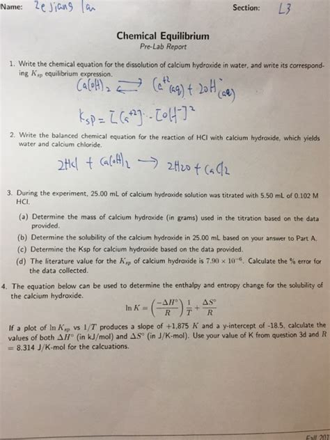Solved Write The Chemical Equation For The Dissolution Of