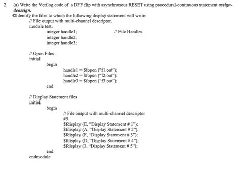 Solved 2 A Write The Verilog Code Of A Dff Flip With