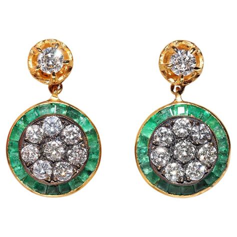 New Made 14k Gold Natural Diamond And Caliber Ruby Decorated Earring