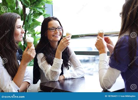 Women Licking Ice Cream Stock Image Image Of Background 18706421