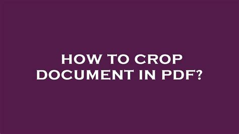 How To Crop Document In Pdf YouTube