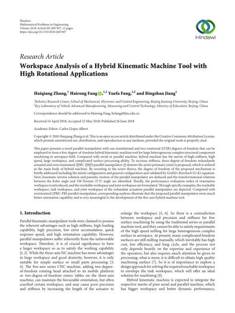 Pdf Workspace Analysis Of A Hybrid Kinematic Machine Tool With High