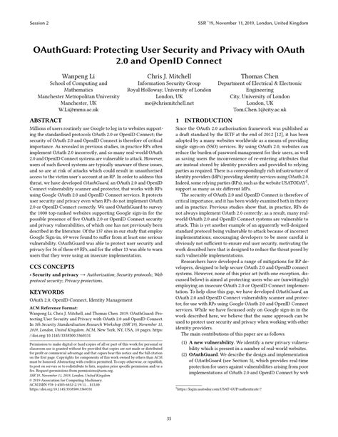 Pdf Oauthguard Protecting User Security And Privacy With Oauth 20 And Openid Connect