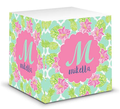 Custom Preppy Hibiscus Sticky Note Cube Personalized Youcustomizeit