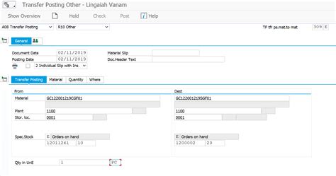 Transfer Posting Material To Material And Sales O Sap Community