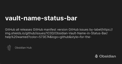 Vault Name Status Bar Obsidian Hub Obsidian Publish