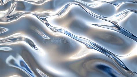Futuristic Chrome Metal Texture With Smooth Waves In An Abstract Fluid Design Generative Ai