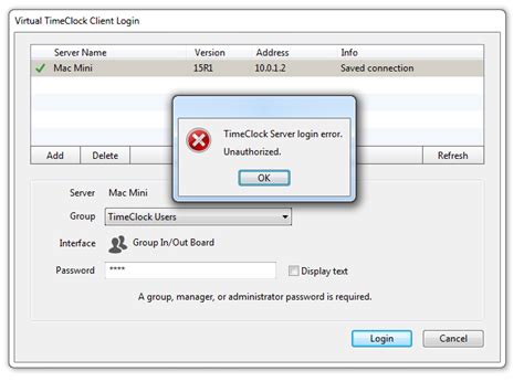 timeclock connection error unauthorized blog
