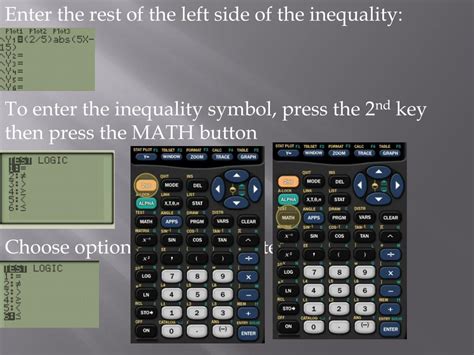 Ppt Using The Graphing Calculator Ti 83 Plus To Graph An Absolute Value Inequality