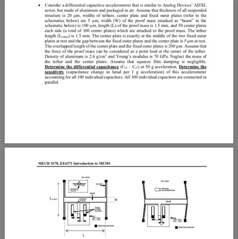 solved consider a differential capacitive accelerometer