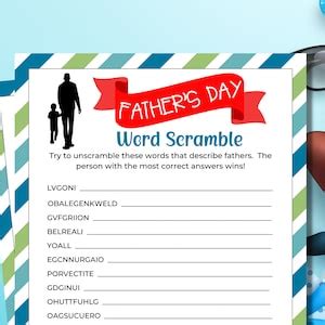 Fathers Day Word Scramble Game Fathers Day Unscramble Game Fathers