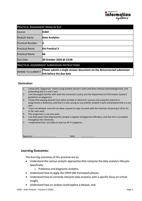 SOLUTION Data Analytics Practical 2 Memo Studypool