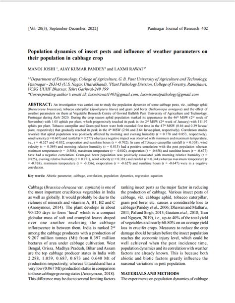 Pdf Population Dynamics Of Insect Pests And Influence Of Weather Parameters On Their