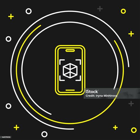 검은색 배경에 격리된 라인 3d 모델링 아이콘입니다 증강 현실 또는 가상 현실 다채로운 개요 개념 벡터 3차원 형태에 대한 스톡