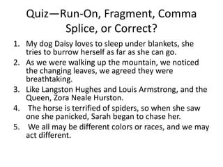 Run On And Fragment Practice PPTX