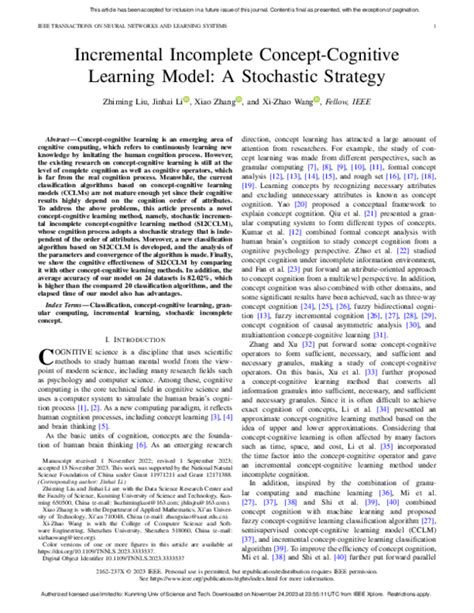 Pdf Incremental Incomplete Concept Cognitive Learning Model A Stochastic Strategy Jinhai Li