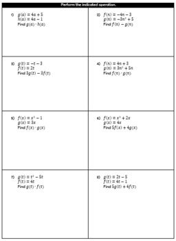 Combining Functions Guided Notes And HW By Algebra Crazy TPT