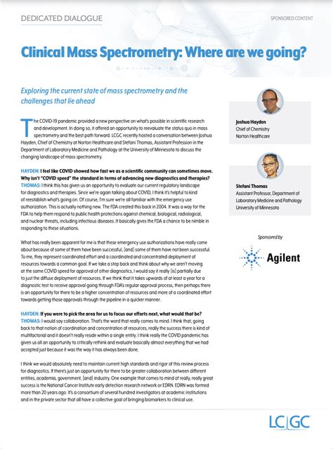 Clinical Mass Spectrometry Where Are We Going