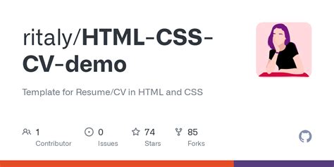 Github Ritaly Html Css Cv Demo Template For Resume Cv In Html And Css