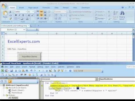 ExcelExperts VBA Tutorial Inputbox YouTube