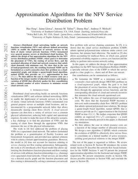 Pdf Approximation Algorithms For The Nfv Service Distribution Problem
