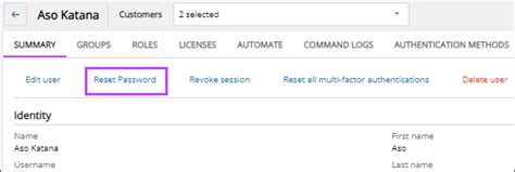 reset user password