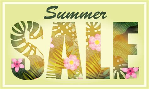 여름 판매 유행 열 대 잎과 꽃입니다 디자인 이국적인 식물과 히 비 스커 스 꽃의 배경 템플릿입니다 트렌드 패턴 정글입니다 벡터