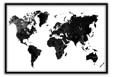 World Map Black Posters Art Prints Framed Prints Photography Wall Art