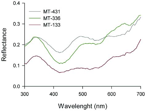Spectral Reflectance Curves Of The Stimuli And Background Spectral