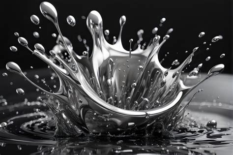 3d Splash Chrome With Black Background Premium Ai Generated Image