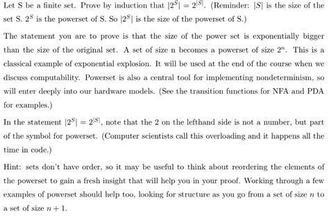 let s be a finite set prove by induction that