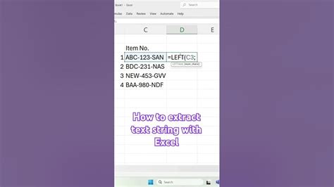 Learn How To Extract Text String With Excel Youtube