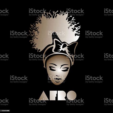 뷰티 살롱 로고입니다 곱슬 헤어 스타일과 리본 활 머리 밴드와 아름다운 아프리카 미국 여성 화장품 메이크업 패션 일러스트 아프리카계 미국 민족에 대한 스톡 벡터 아트 및