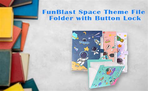 FunBlast Space Theme File Folder A4 Paper With Button Lock Pack Of 4 Pcs Certificates Holder