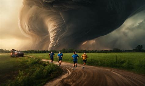 Lexica Image Of People Running Away From A Raging Tornado Ensure
