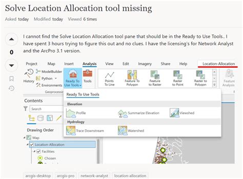 Arcgis Desktop Solve Location Allocation Tool Missing Geographic