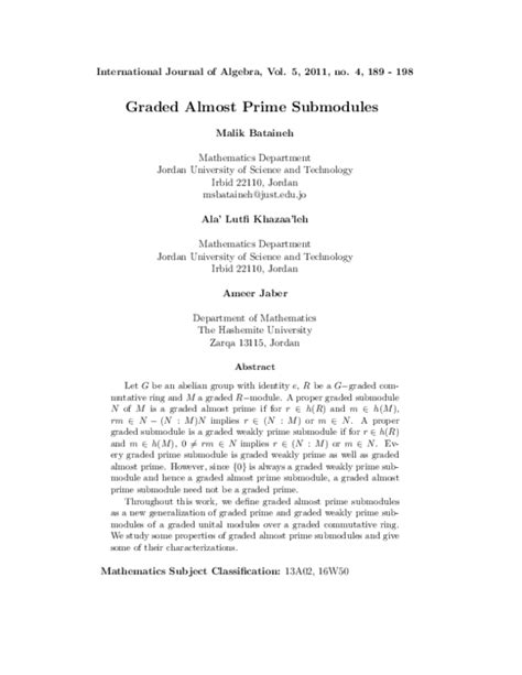 Pdf Graded Almost Prime Submodules
