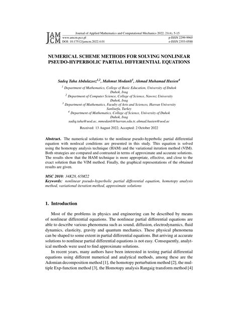 Pdf Numerical Scheme Methods For Solving Nonlinear Pseudo Hyperbolic Partial Differential