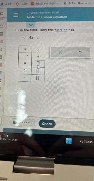 solved fill in the table using this function rule y 4x 2