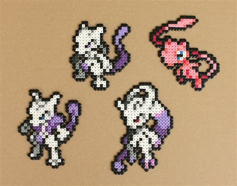 Legendary Pokemon Mew Mewtwo Handmade Perler Bead Figure Etsy Pokemon Perler Beads Pokemon