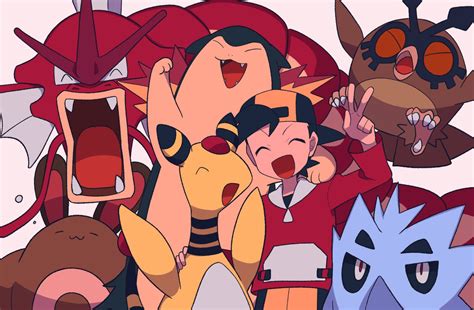 Ethan Gyarados Ampharos Typhlosion Hoothoot And 2 More Pokemon