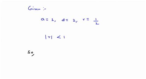SOLVED The Sum To Infinity Of The Arithmeticogeometric Series 1 3 1 2 5 1 4 7 1 8